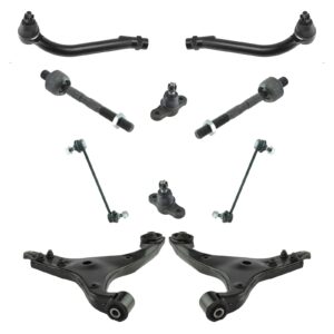 trq front steering & suspension kit ball joint control arm sway bar stabilizer link tie rod compatible with 2007-2010 hyundai elantra