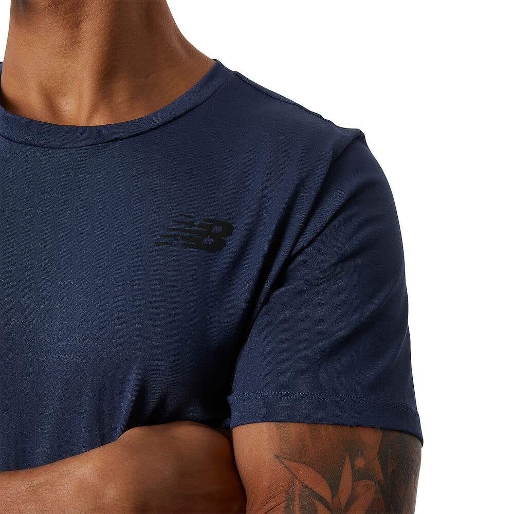 New Balance Men's Tech Short Sleeve 21, Natural Indigo Heather, Small