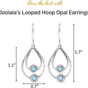 Joolala Looped Hoop Opal Drop Earrings - Handmade Opal Drop Earrings for Women – .925 Sterling Silver Looped Hoop Opal Drop Earrings