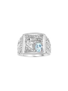 rylos simply elegant beautiful aquamarine & diamond ring - march birthstone* size 11