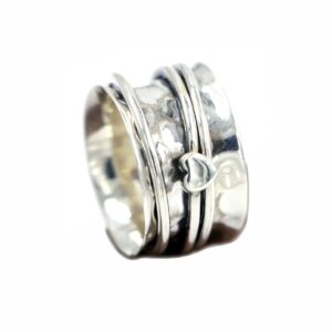 heart spinner ring 925 sterling silver rings for women 925 silver spinner ring hammered textured ring silver band ring anxiety meditation ring thumb rings silver jewelry birthday gift for her (8)