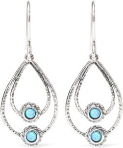 joolala looped hoop opal drop earrings - handmade opal drop earrings for women – .925 sterling silver looped hoop opal drop earrings