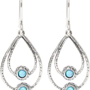 Joolala Looped Hoop Opal Drop Earrings - Handmade Opal Drop Earrings for Women – .925 Sterling Silver Looped Hoop Opal Drop Earrings