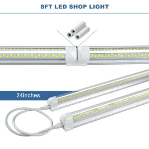 Giwsge 8ft LED Shop Light Fixture - 100W 15000LM 5000K 12 Pack, 8 Foot LED Lights, V Shape LED Strip Lights, 96" T8 LED Tube Light for Garage, Linkable with Plug