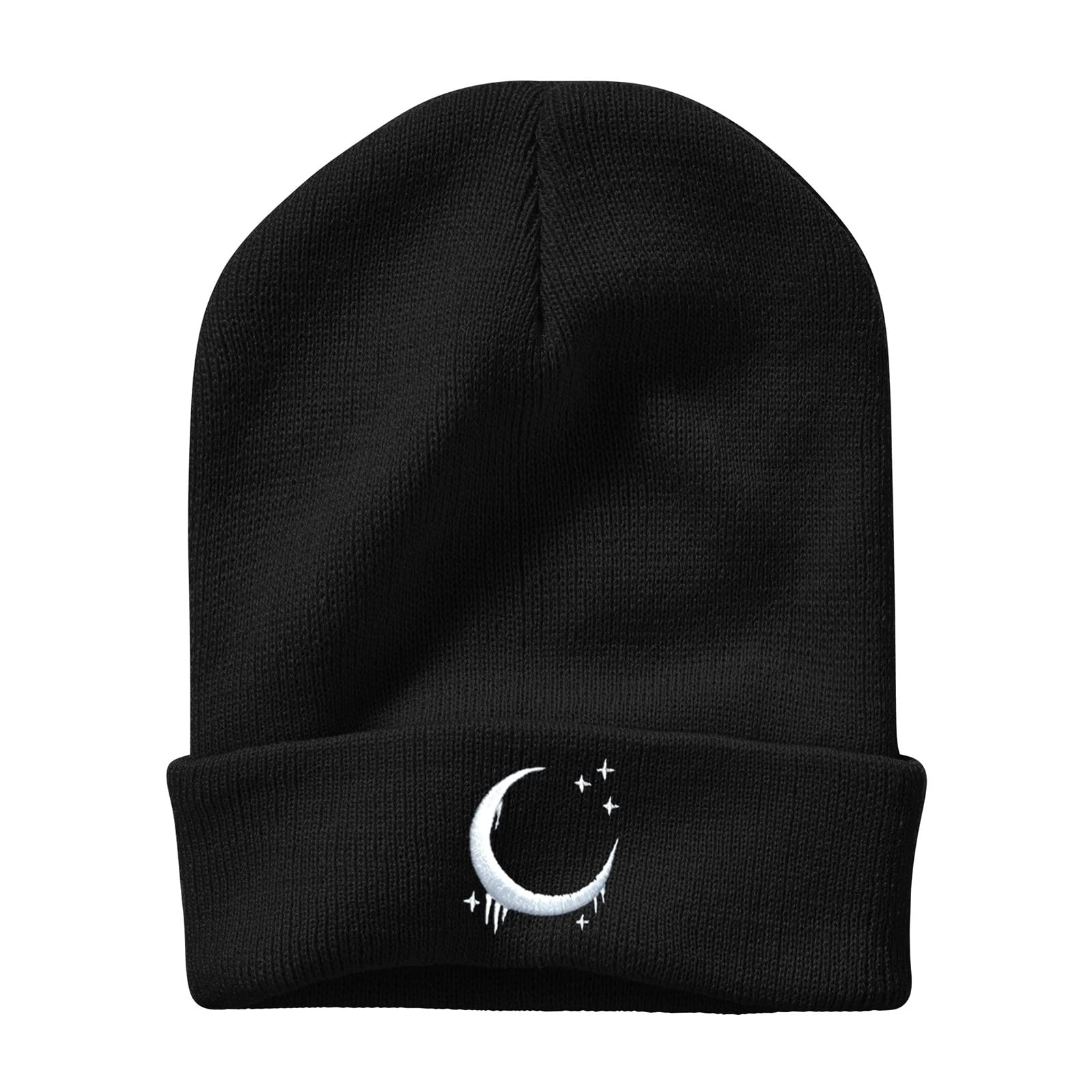 MiAnMiAn Moon Gothic Embroidery Beanie Knit Hats for Men & Women, Moon Beanie Embroidery Winter Hats Skull Cap