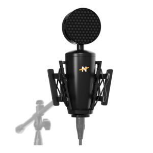 neat microphones neat king bee ii - cardioid large diaphragm true condenser microphone includes shock mount and pop filter, for vocal recording, podcasting, and streaming, xlr output - black