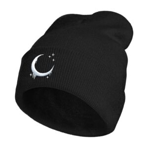 MiAnMiAn Moon Gothic Embroidery Beanie Knit Hats for Men & Women, Moon Beanie Embroidery Winter Hats Skull Cap