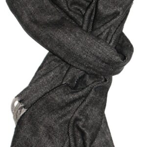 VERONZ Super Soft Luxurious Classic Cashmere Feel Winter Scarf With Gift Box (Black Gray Herringbone Gift 1)