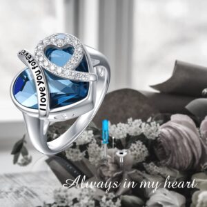 AOBOCO 925 Sterling Silver I LOVE YOU FOREVER Heart Cremation Ring Holds Loved One's Ashes, Heart Urn Ring for Ashes for Women, Memorial Keepsake Ring Embellished with Crystals from Austria-8