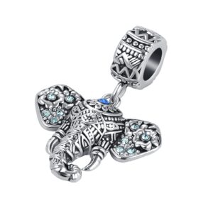 QeenseKc Good Luck Elephant Pendant Charm Lucky Animal Birthstone Bead for Pandora Bracelet, Aut-117_Elephant_09