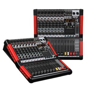 bomge x-8 professional 8 channel audio mixer sound board mixing console 8 mic/line input interface usb/mp3/bluetooth input 48v phantom power 24 fx dsp for pc, studio recording, live performance