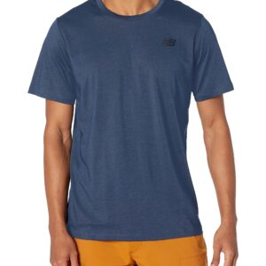 New Balance Men's Tech Short Sleeve 21, Natural Indigo Heather, Small