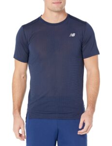 new balance men's accelerate short sleeve 22, natural indigo, medium