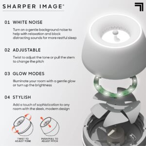 SHARPER IMAGE Sound Soother White Noise Machine, Night Light with 3 Glow Modes, Portable Sleep Therapy for Babies & Adults, Adjustable Pitch & Tone, Meditation, Relaxation, Stress Relief