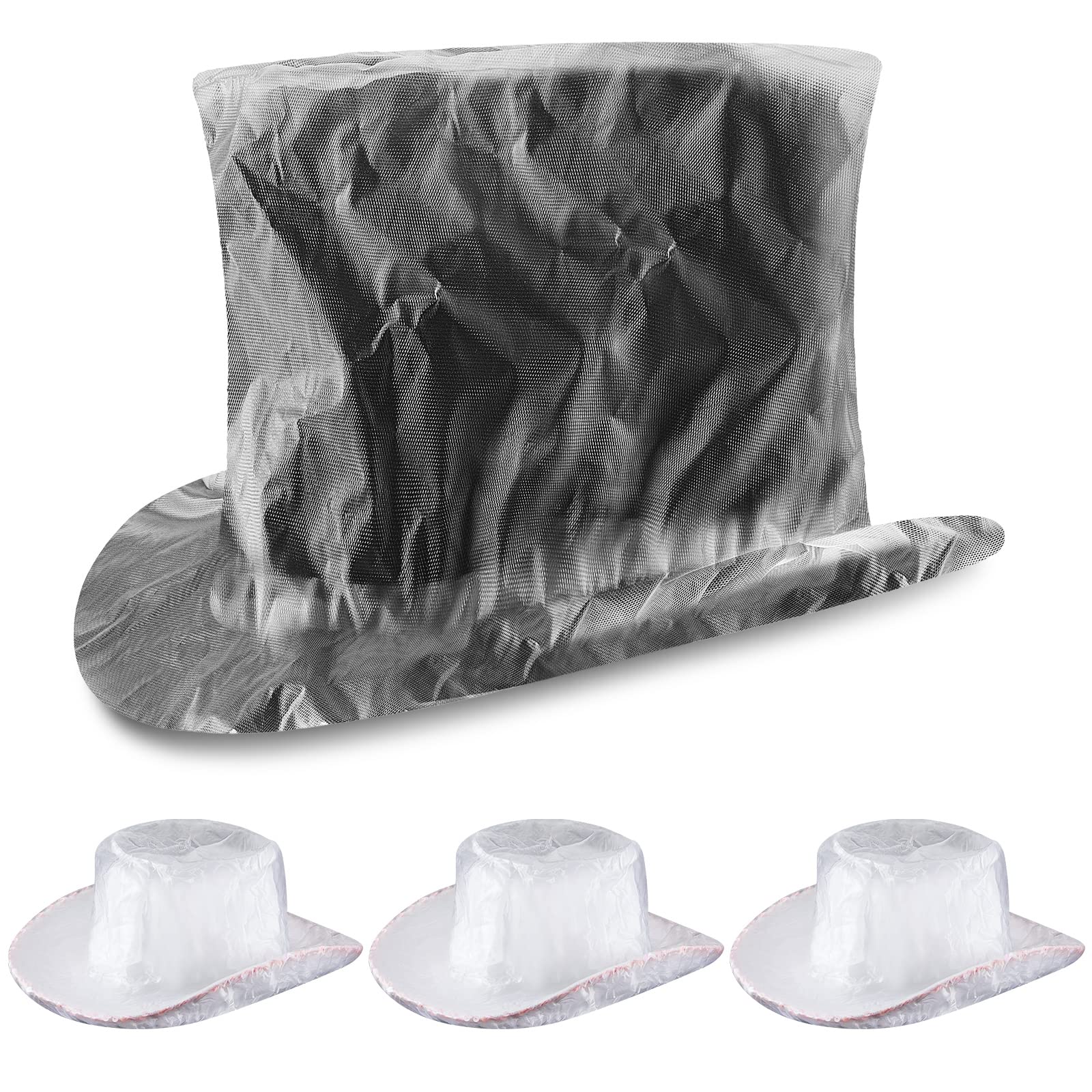 4 Pieces Cowboy Hat Rain Covers Plastic Hat Covers Cowboy Hat Protectors Cowboy Hat Covers for Storage (X Large) Gray