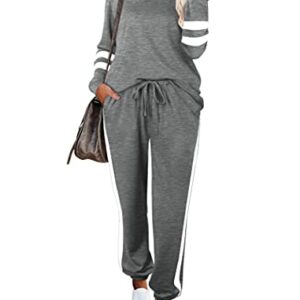 Airplane Outfits for Women 2024 Business Casual Fall Clothes Loungewear for Women Crewneck Sweatshirt and Drawstring Sweatpants Sets M