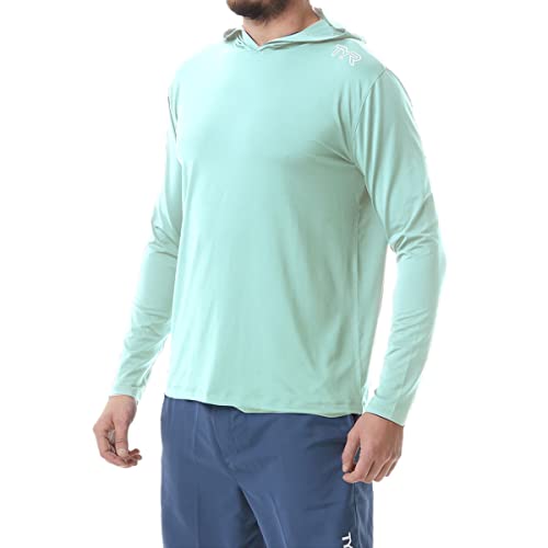 TYR Men's Standard Long Sleeve Sun Protection Performance Hoodie Shirt UPF 50+, White, XX-Large