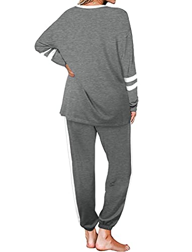 Airplane Outfits for Women 2024 Business Casual Fall Clothes Loungewear for Women Crewneck Sweatshirt and Drawstring Sweatpants Sets M