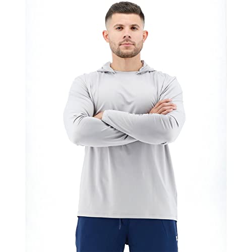 TYR Men's Standard Long Sleeve Sun Protection Performance Hoodie Shirt UPF 50+, White, XX-Large