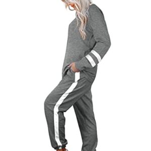 Airplane Outfits for Women 2024 Business Casual Fall Clothes Loungewear for Women Crewneck Sweatshirt and Drawstring Sweatpants Sets M