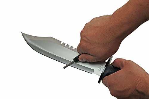 Szco Supplies 15” Rite Edge USA Survival Knife Saw-Back Outdoor Hunting, Camping Knife with Firestarter, Sharpener and Nylon Sheath Black, 211539