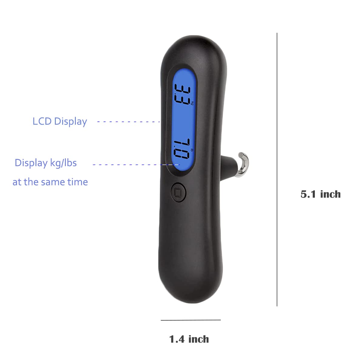 NATUMER Archery Bow Scale 110 lbs/ 50kg Hanging Handheld Scale Multifunctional Digital Tune Scale Peak Weight/Hold Weight with Clear LCD Display for Recurve/Compound Bow (Black)