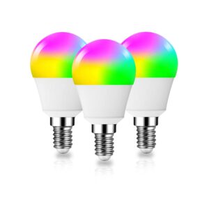 dogain a15 small smart light bulbs, rgb color changing light bulb compatible with alexa google home, e12 base led bulb wifi dimmable 500lm christmas lights 6w=40w equivalent(only 2.4ghz 3 pack