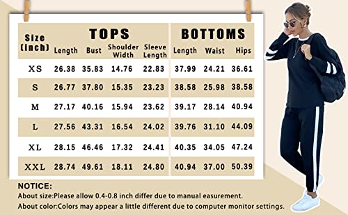 Airplane Outfits for Women 2024 Business Casual Fall Clothes Loungewear for Women Crewneck Sweatshirt and Drawstring Sweatpants Sets M