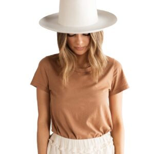 Gigi Pip Women's Upturned Brim Hat Tall Australian Wool Felt TY, Off White,S/M