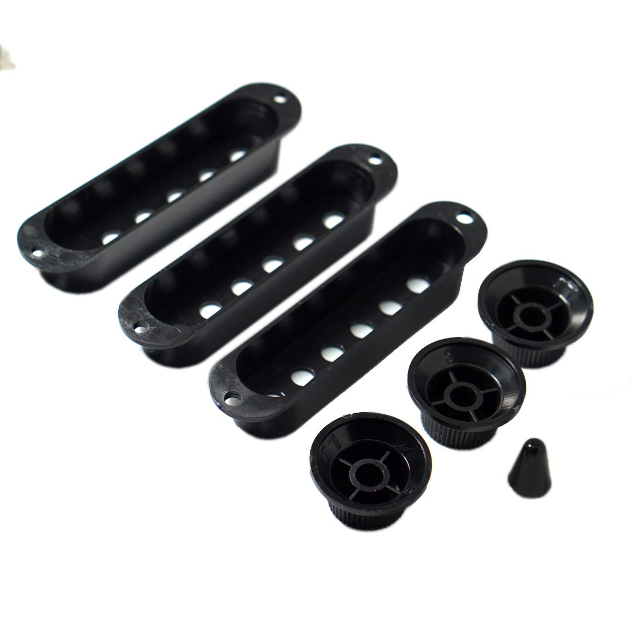 ShareGoo Guitar 3 Single Coil Pickup Cover 2 Tone Knobs 1 Volume Knobs Switch tip,Black