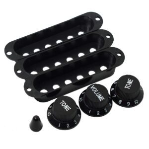 sharegoo guitar 3 single coil pickup cover 2 tone knobs 1 volume knobs switch tip,black