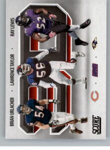 2021 score 3d #2 brian urlacher/lawrence taylor/ray lewis chicago bears/new york giants/baltimore ravens nfl football trading card