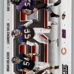 2021 Score 3D #2 Brian Urlacher/Lawrence Taylor/Ray Lewis Chicago Bears/New York Giants/Baltimore Ravens NFL Football Trading Card