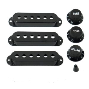 ShareGoo Guitar 3 Single Coil Pickup Cover 2 Tone Knobs 1 Volume Knobs Switch tip,Black