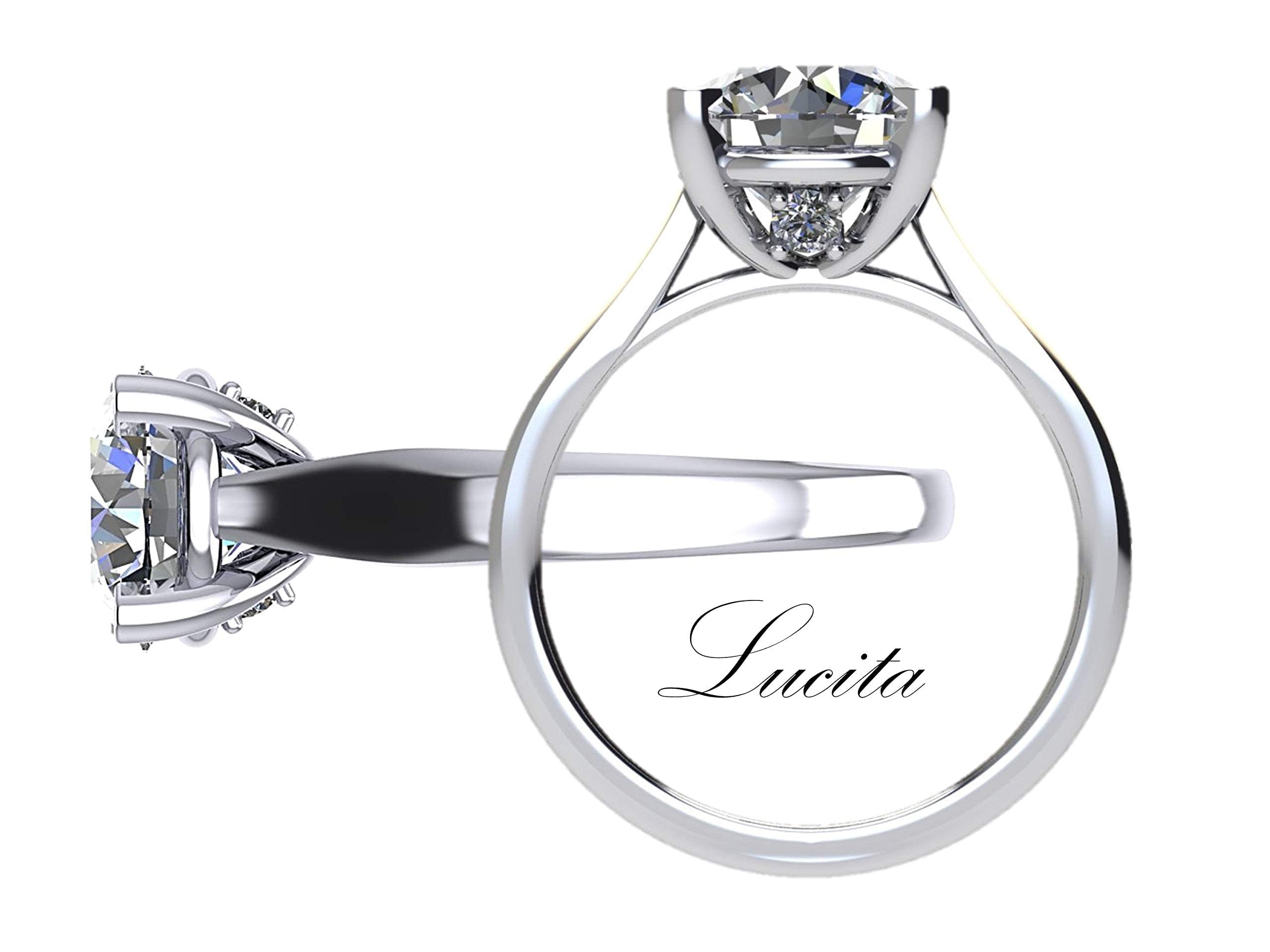 NANA Jewels 2.00ct Pure Brilliance Zirconia Engagement Ring Wedding Set Round Brilliant Cut Lucita Solitaire Silver Size 6