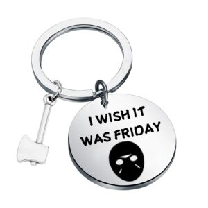 bleouk jason fans keychain friday horror movie lover gifts scary movie gift halloween party jewelry (i wish it was friday)