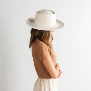 Gigi Pip Women's Upturned Brim Hat Tall Australian Wool Felt TY, Off White,S/M