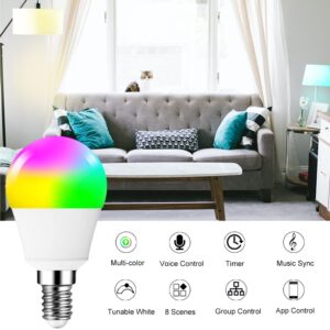 DOGAIN A15 Small Smart Light Bulbs, RGB Color Changing Light Bulb Compatible with Alexa Google Home, E12 Base Led Bulb WiFi Dimmable 500LM Christmas Lights 6W=40W Equivalent(Only 2.4Ghz 3 Pack