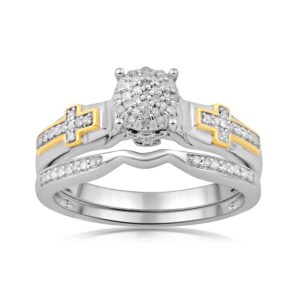 jewelili yellow gold over sterling silver 1/5 cttw natural white round diamond bridal engagement ring, size 8