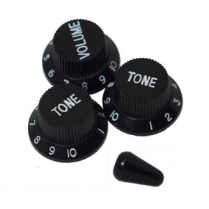 ShareGoo Guitar 3 Single Coil Pickup Cover 2 Tone Knobs 1 Volume Knobs Switch tip,Black