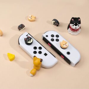 GeekShare Cute Animal Theme Thumb Grip Caps,Compatible with Nintendo Switch/OLED/Switch Lite,Soft Silicone Joystick Cover,4PCS - Shiba Inu