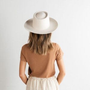 Gigi Pip Women's Upturned Brim Hat Tall Australian Wool Felt TY, Off White,S/M