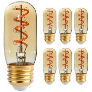 fannis 6 pack t32 t12 dimmable tubular led bulb, 4w equals 40w, warm light amber glass, e26 base edison light bulb for pendant wall floor table lamp indoor light fixtures