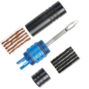 rrk tubeless bike tire repair kit, quick and easy to fix a puncture, patch tool for mountain road bicycle with 5 bacon and 5 black strips