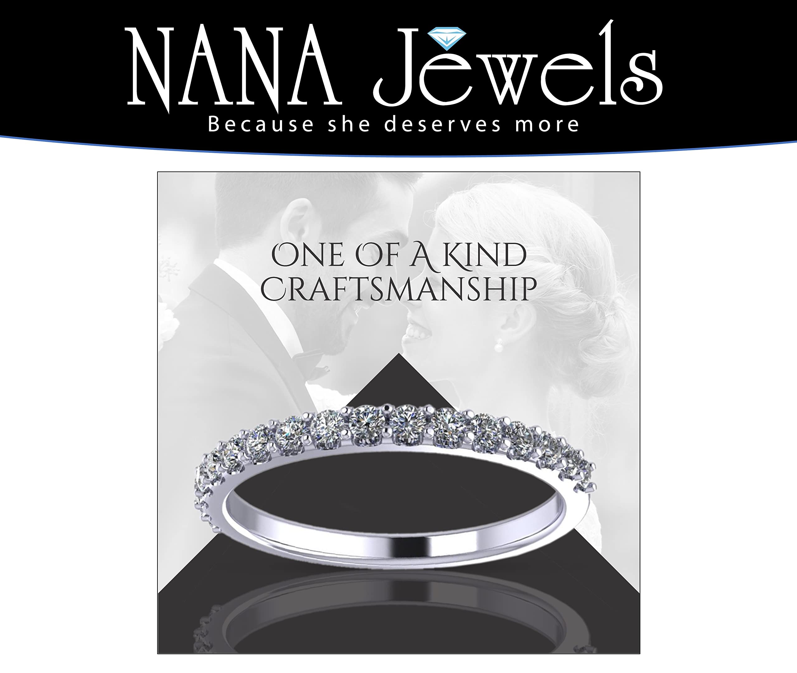 NANA Jewels 2.00ct Pure Brilliance Zirconia Engagement Ring Wedding Set Round Brilliant Cut Lucita Solitaire Silver Size 6