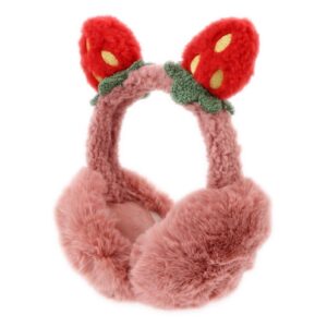 soimiss women girls earmuff plush winter warm ear muffs chic strawberry ear warmer