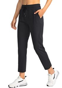 soothfeel women's pants with 4 pockets 7/8 stretch high waisted sweatpants travel athletic work golf pants for women(black, x-small)