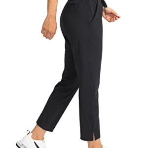 Soothfeel Women's Pants with 4 Pockets 7/8 Stretch High Waisted Sweatpants Travel Athletic Work Golf Pants for Women(Black, X-Small)