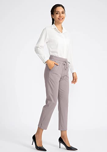 Soothfeel Women's Golf Pants with 4 Pockets 7/8 Stretch High Wasited Travel Athletic Work Pants for Women Dusty Grey