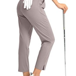 Soothfeel Women's Golf Pants with 4 Pockets 7/8 Stretch High Wasited Travel Athletic Work Pants for Women Dusty Grey